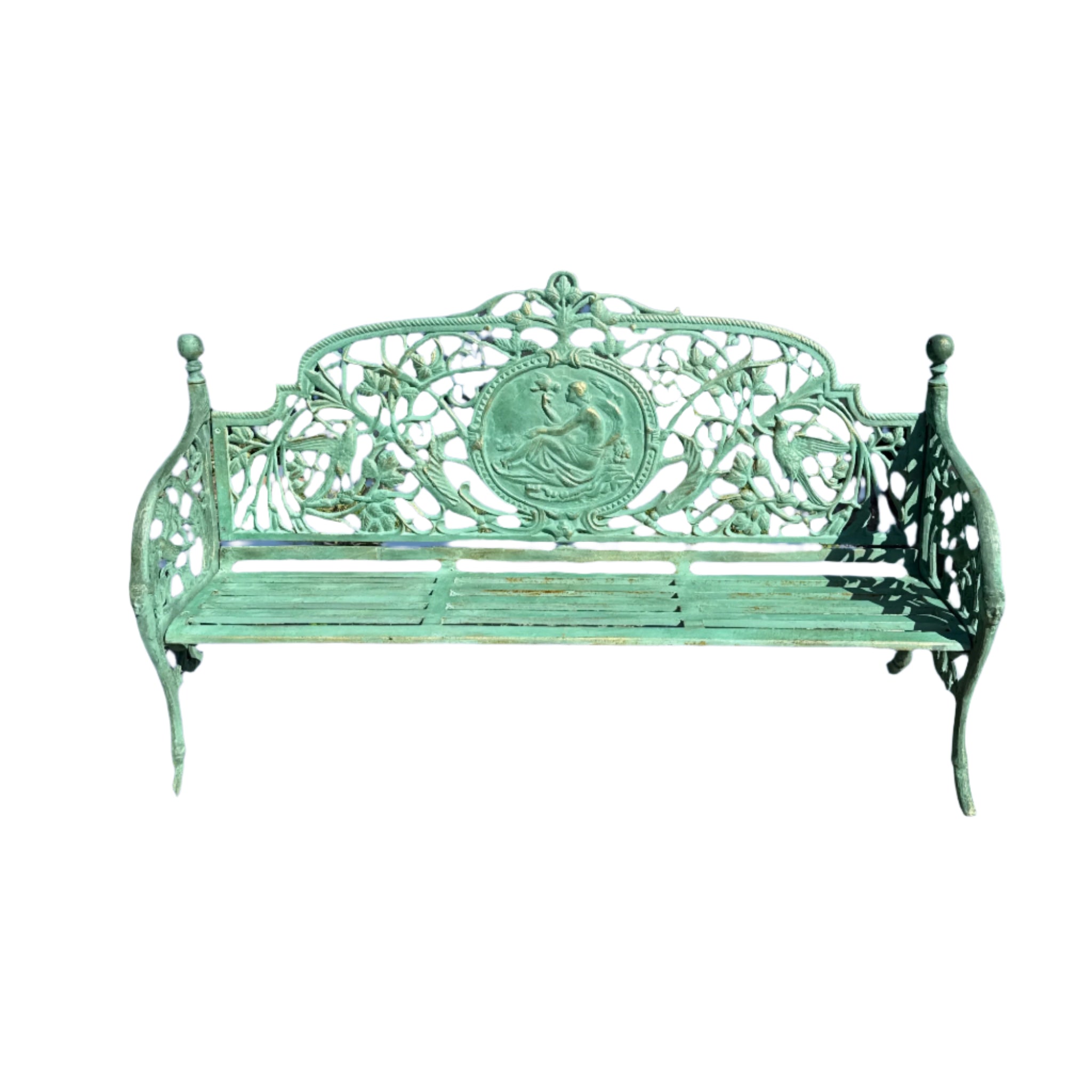 Cast Iron 3-Seater Bench Seat Green S18G
